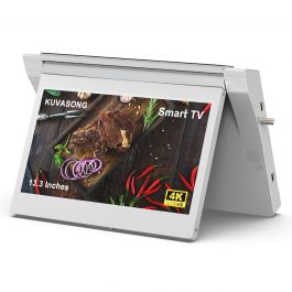 KUVASONG 13.3 Inches Under Cabinet Smart Kitchen TV, Flip Down Smart ...